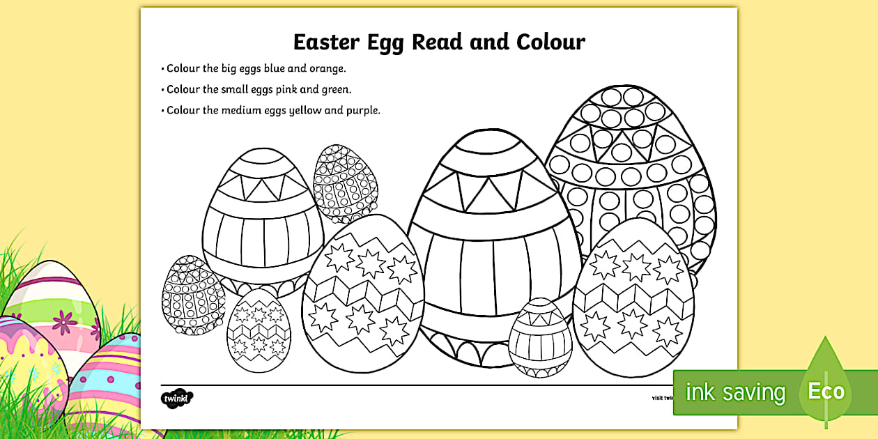 Easter Egg Read and Colour Worksheet / Worksheet - Twinkl