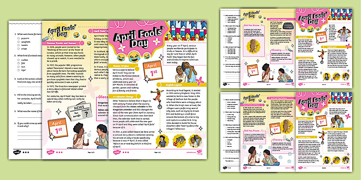 LKS2 April Fools' Day Differentiated Comprehension Activity
