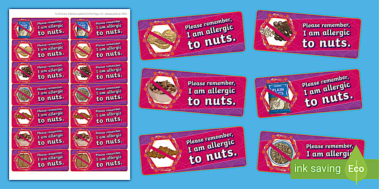 Allergic To Nuts Stickers (teacher made) - Twinkl