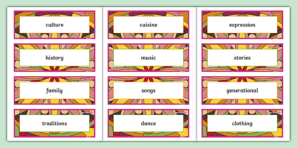 My Culture - Word Cards