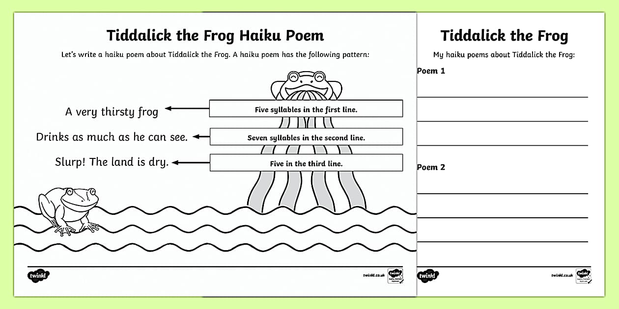 Tiddalick the Frog Haiku Poem Writing Template - Aboriginal Dreamtime ...