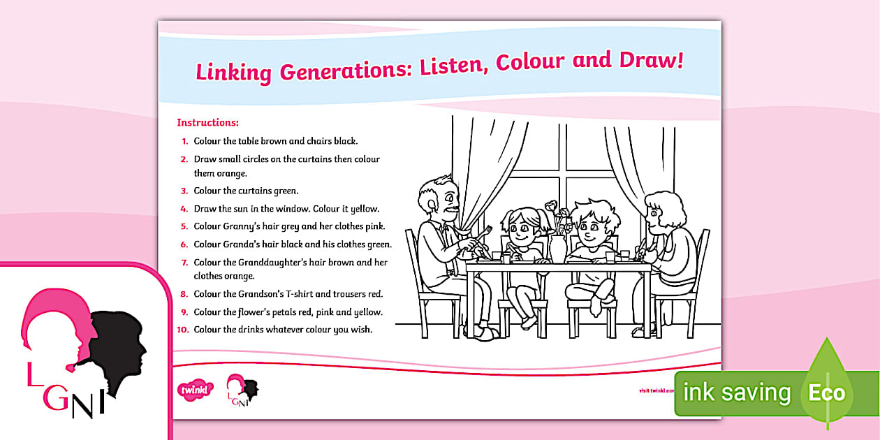 Linking Generations: Family: Listen, Draw and Colour!