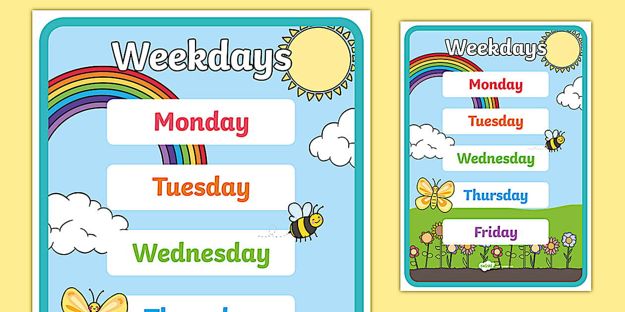 Weekdays Display Poster - Weekdays Display Poster - Twinkl