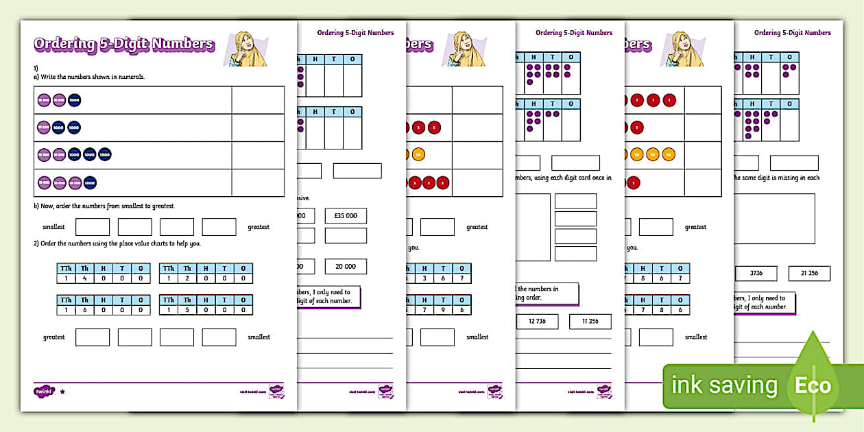👉 Ordering 5-Digit Numbers Activity Sheets (teacher made)