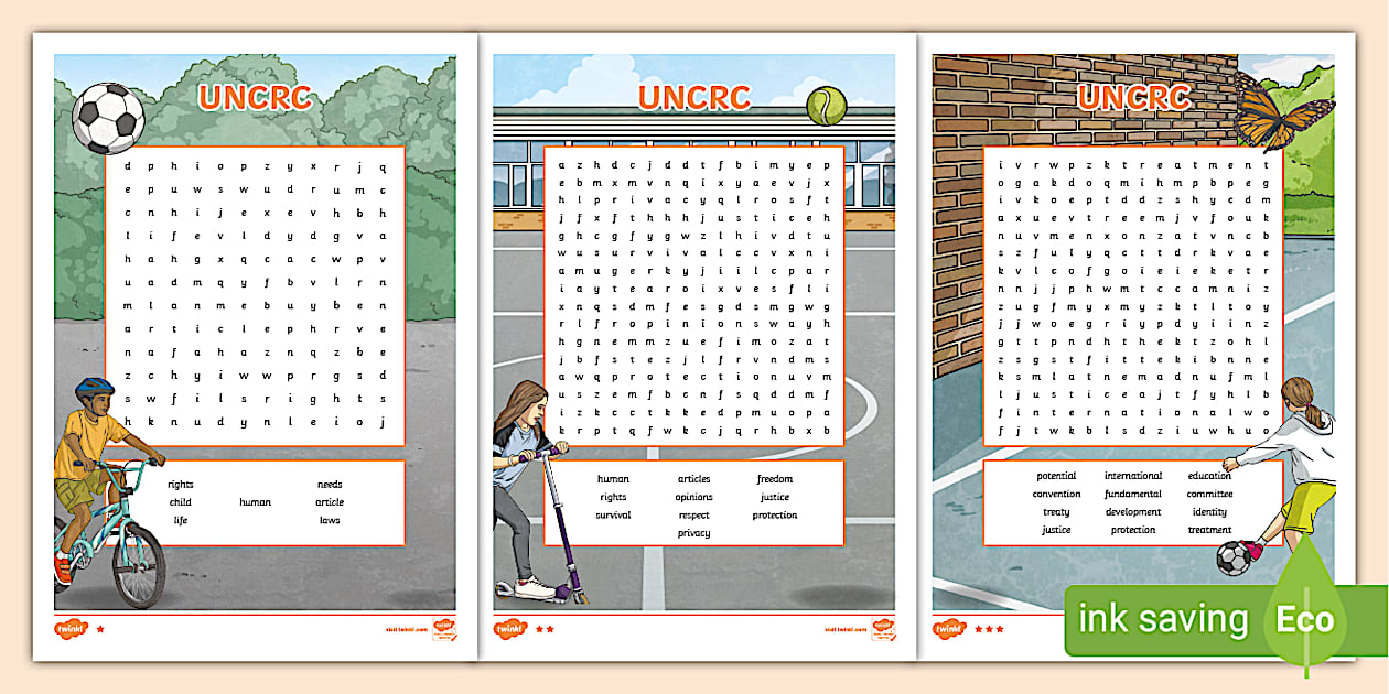 UNCRC Differentiated Word Search (teacher made) - Twinkl
