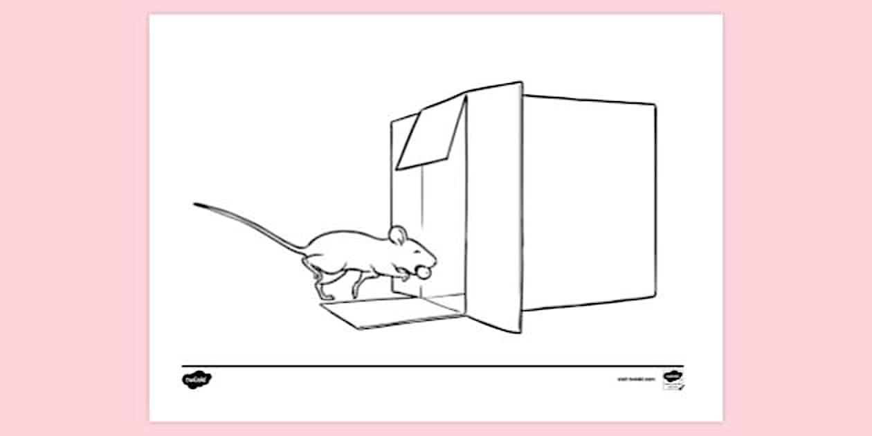 Mouse Running into a Box Colouring Sheet | Colouring Sheets