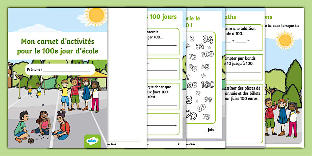 Mon carnet d'activités pour le 100e jour d'école - Twinkl
