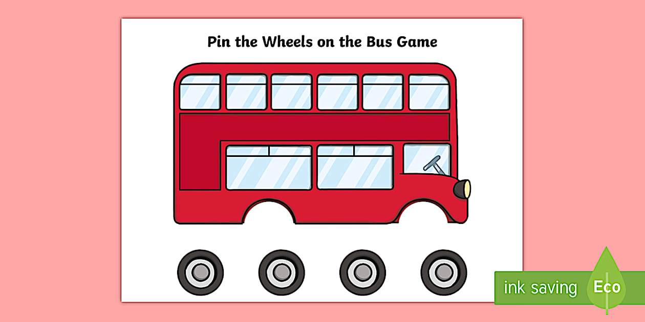 Black and White Pin the Wheels on the Bus Game - Twinkl