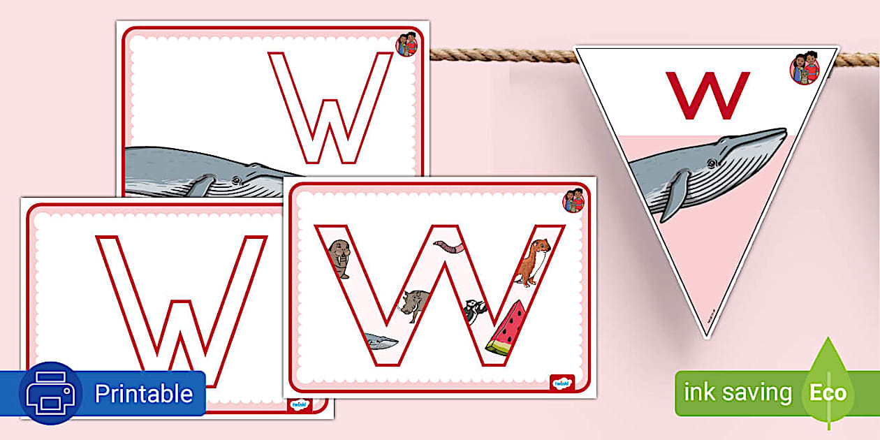 Gr. R Phonics Display Posters and Bunting: W Sound - Twinkl