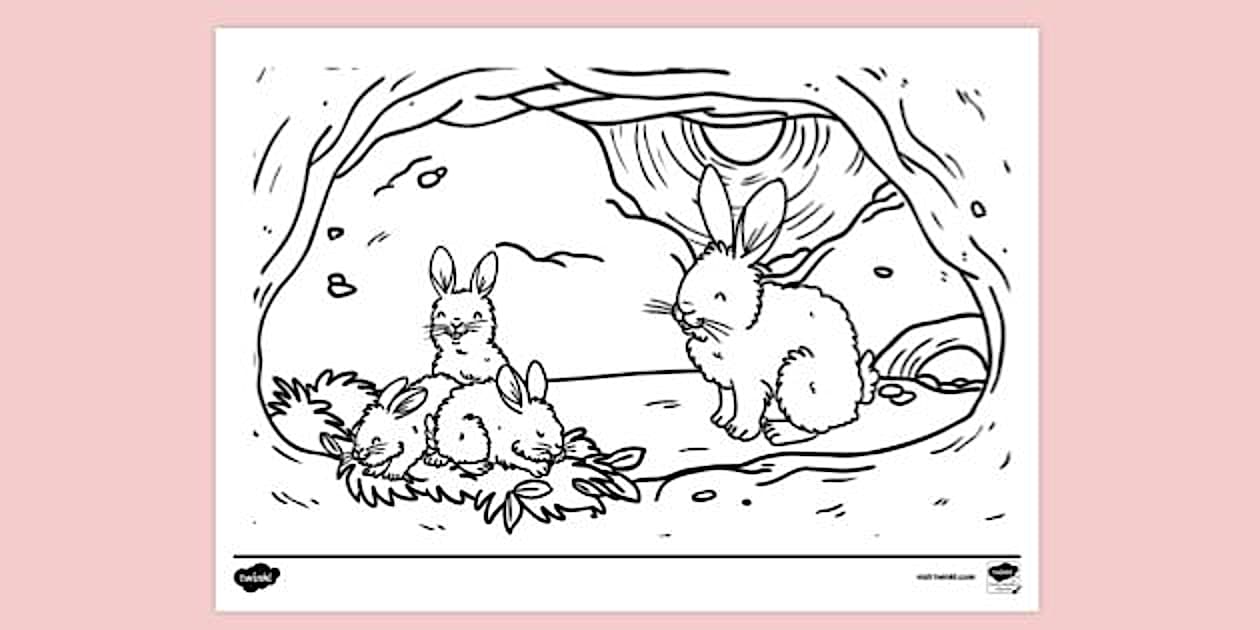 Rabbit Warren Colouring Sheet | Colouring Sheets - Twinkl