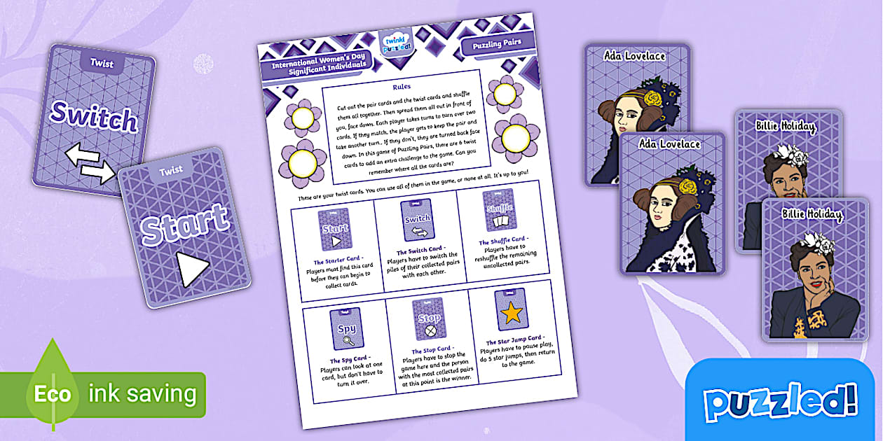 International Women's Day Pairs Card Game (teacher made)