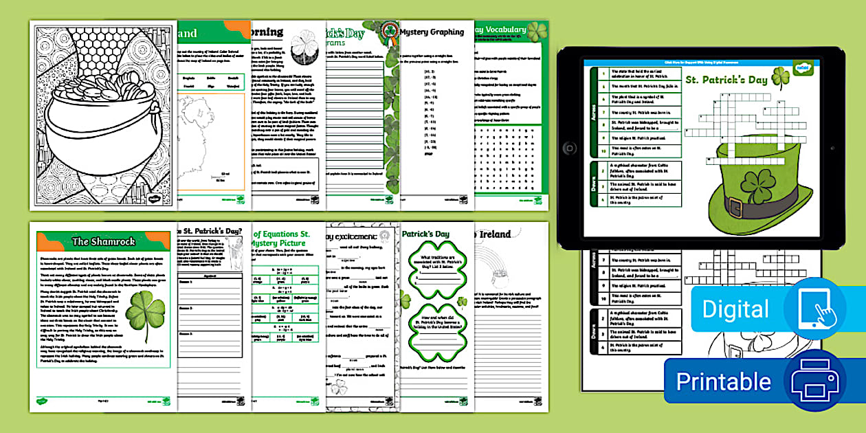 St. Patrick's Day Activity Pack for 6th-8th Grade - Twinkl