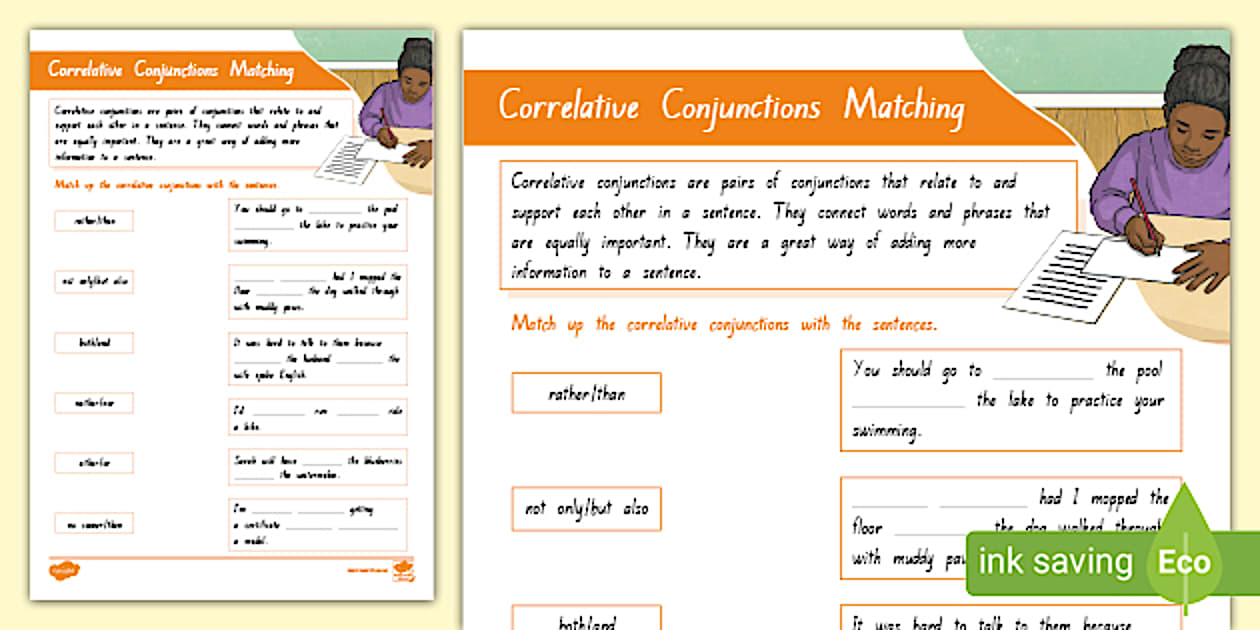 Correlative Conjunctions Matching Activity - Twinkl