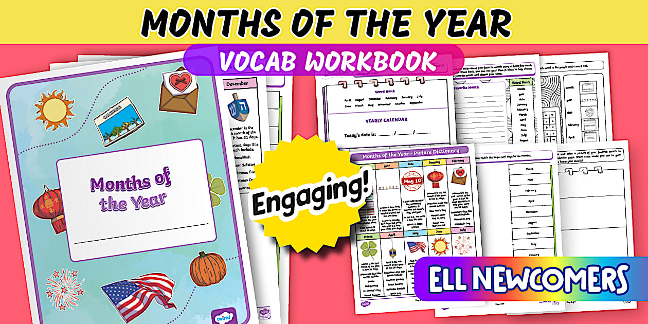 Months of the Year Vocabulary Workbook for ELL Newcomers