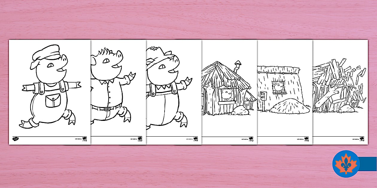 The 3 Little Pigs Colouring Sheets French (teacher made)