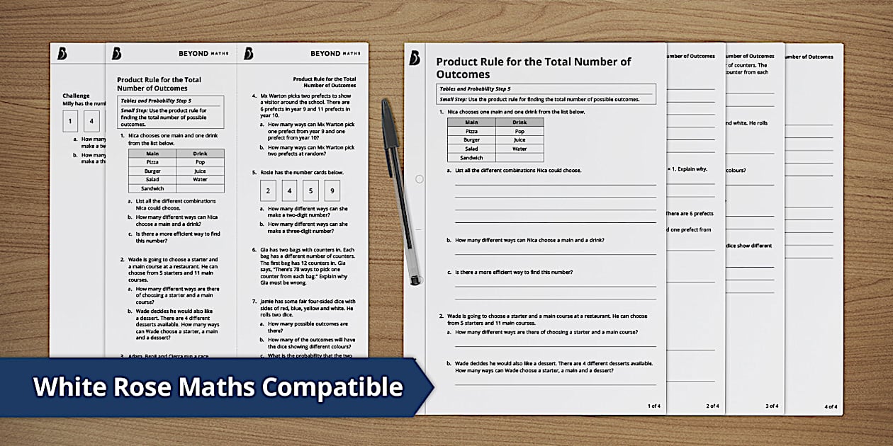 👉 Product Rule for the Total Number of Outcomes - Twinkl