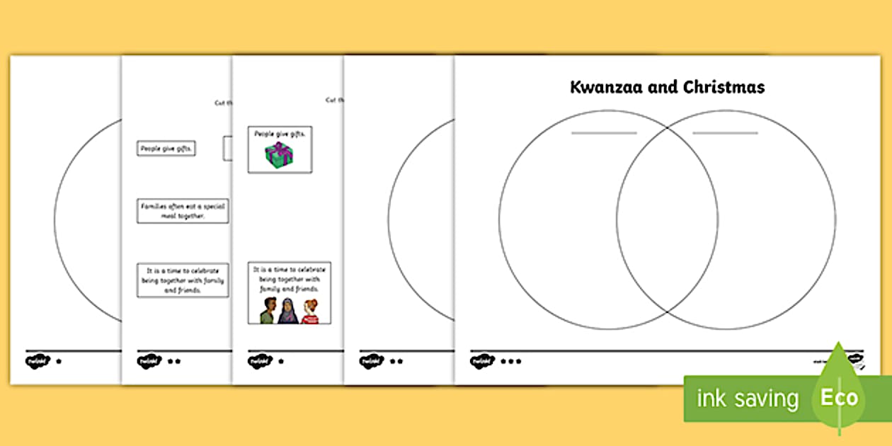 Kwanzaa and Christmas Compare and Contrast Worksheet - Twinkl