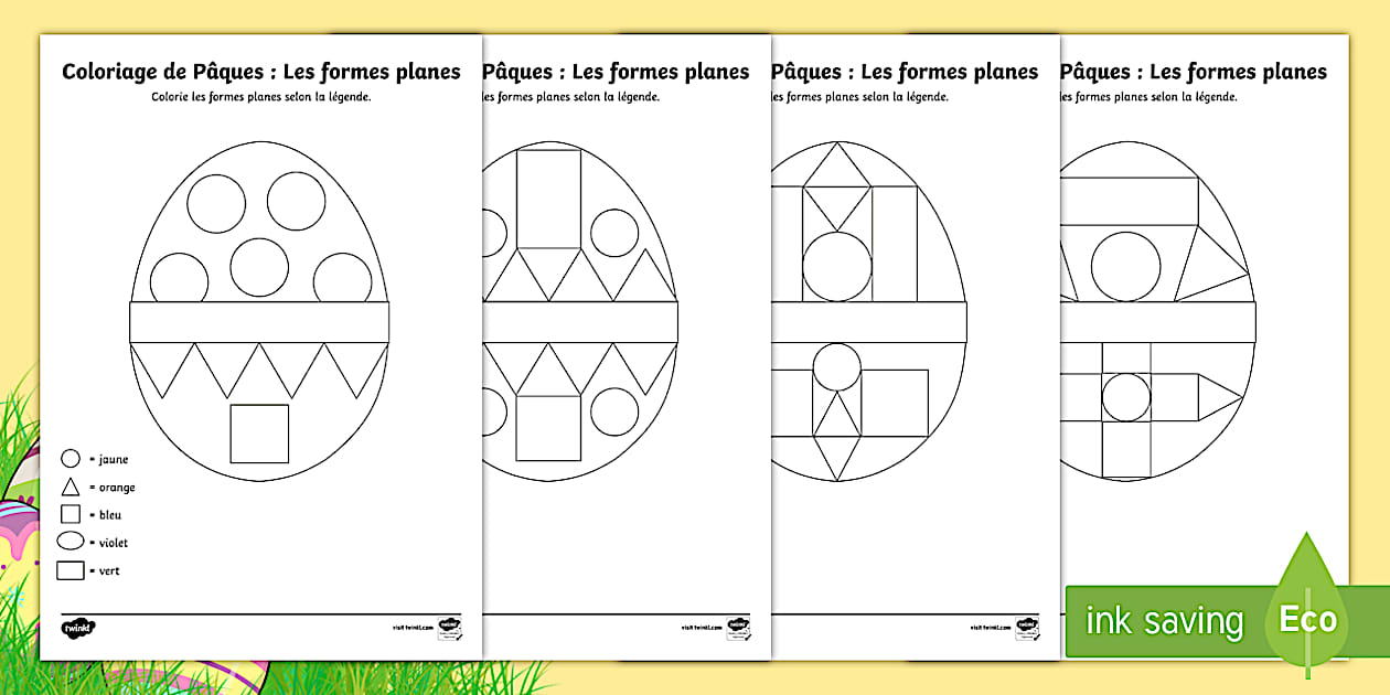 Coloriages : Les formes planes - Pâques