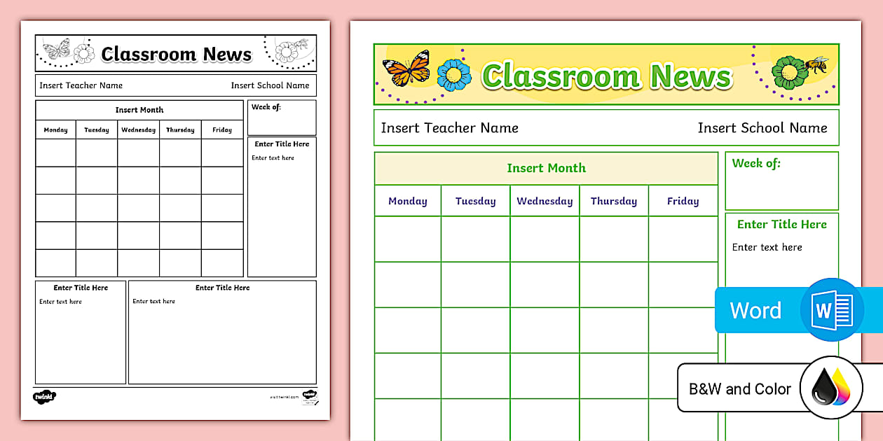 Editable Floral Theme Newsletter (teacher made) - Twinkl