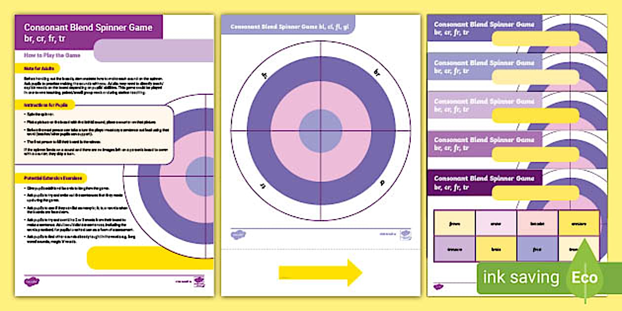 Spinner Game br, cr, tr, fr (teacher made) - Twinkl