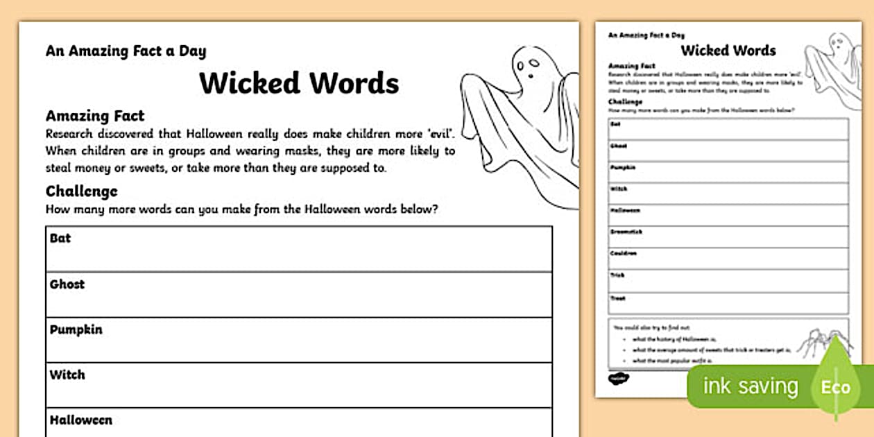Wicked Words Worksheet / Worksheet, worksheet - Twinkl