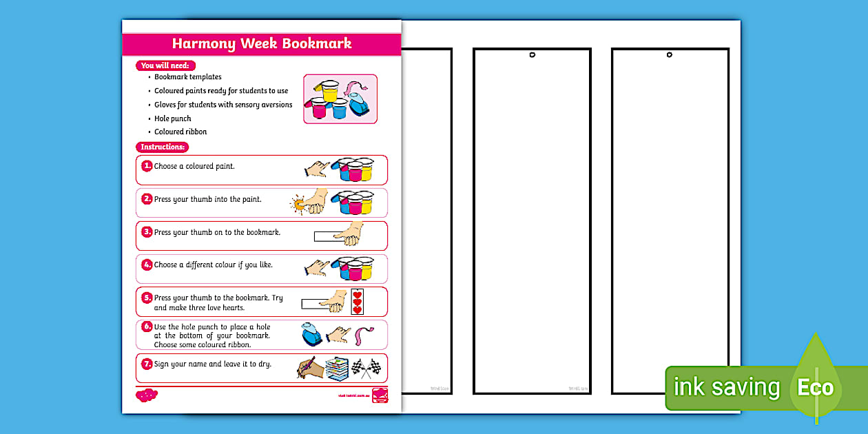 Harmony Week Bookmark Craft Activity (teacher made) - Twinkl