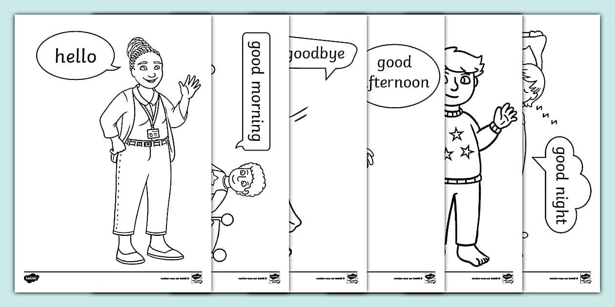 Coloriage : Les salutations en anglais - Anglais LV - Twinkl