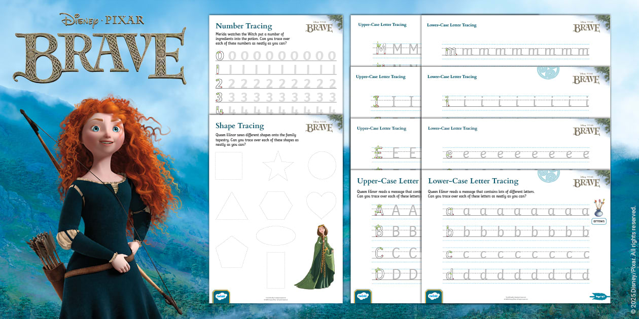 Brave: Letters, Numbers and Shapes Tracing Activity Pack