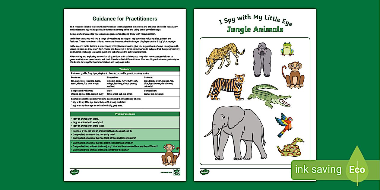 I Spy Jungle Animals Communication and Language Activity
