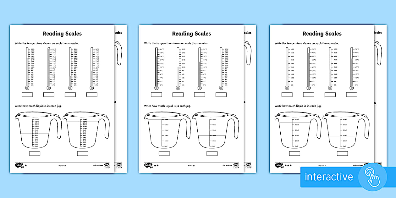 Maths Reading Scales Activity Sheet (Ages 6-7) - Twinkl