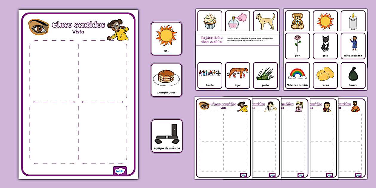 Recorta y pega: Actividad de los sentidos para niños