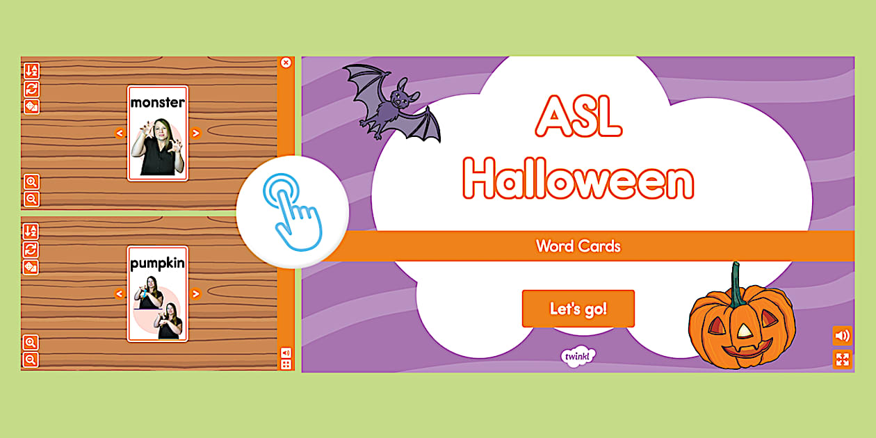 ASL Halloween Interactive Word Cards (teacher made) - Twinkl