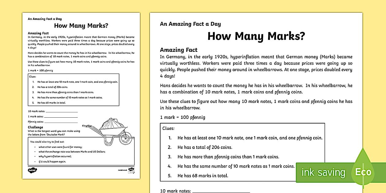 How Many Marks? Worksheet / Worksheet (teacher made)