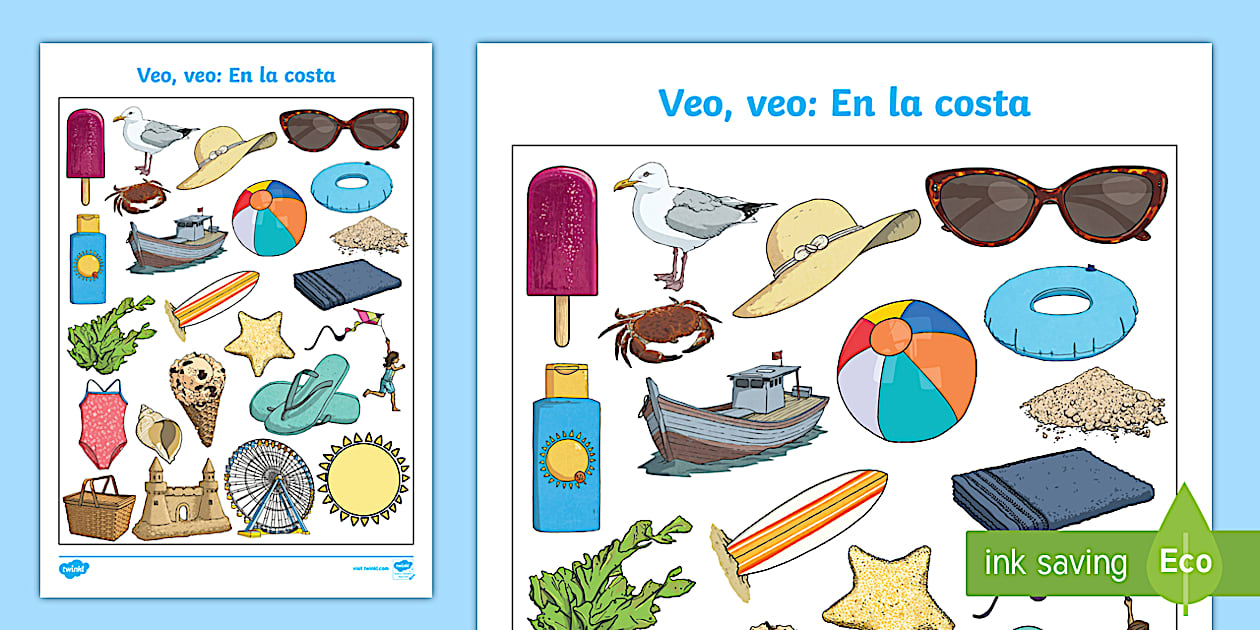 Editable Spanish Seaside Themed I Spy with My Little Eye Activity
