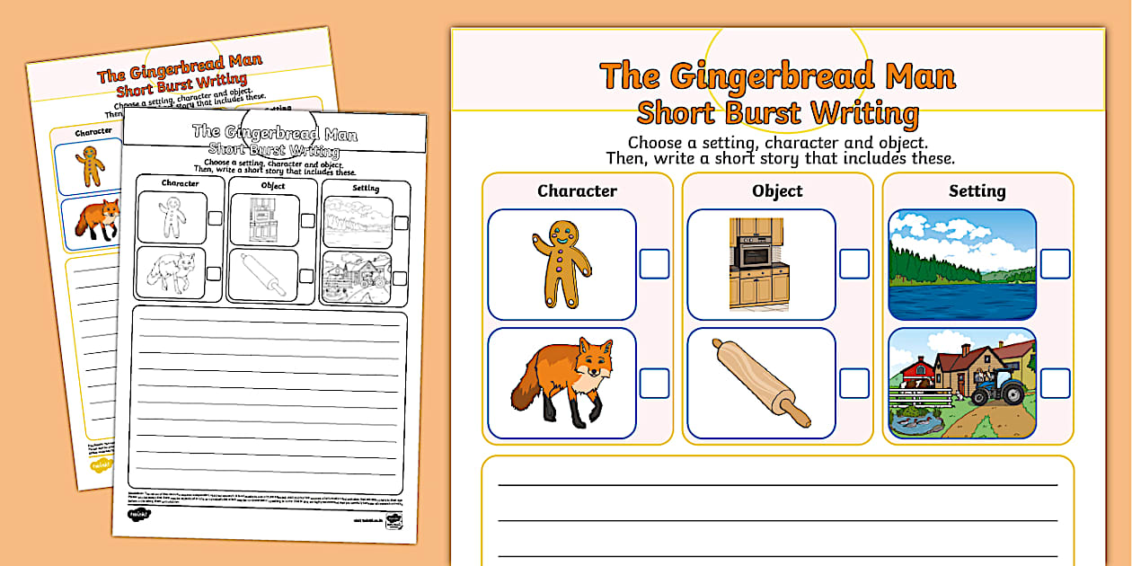 The Gingerbread Man Short Burst Writing Template - Twinkl