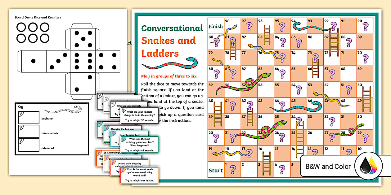 Conversational Snakes and Ladders (teacher made) - Twinkl