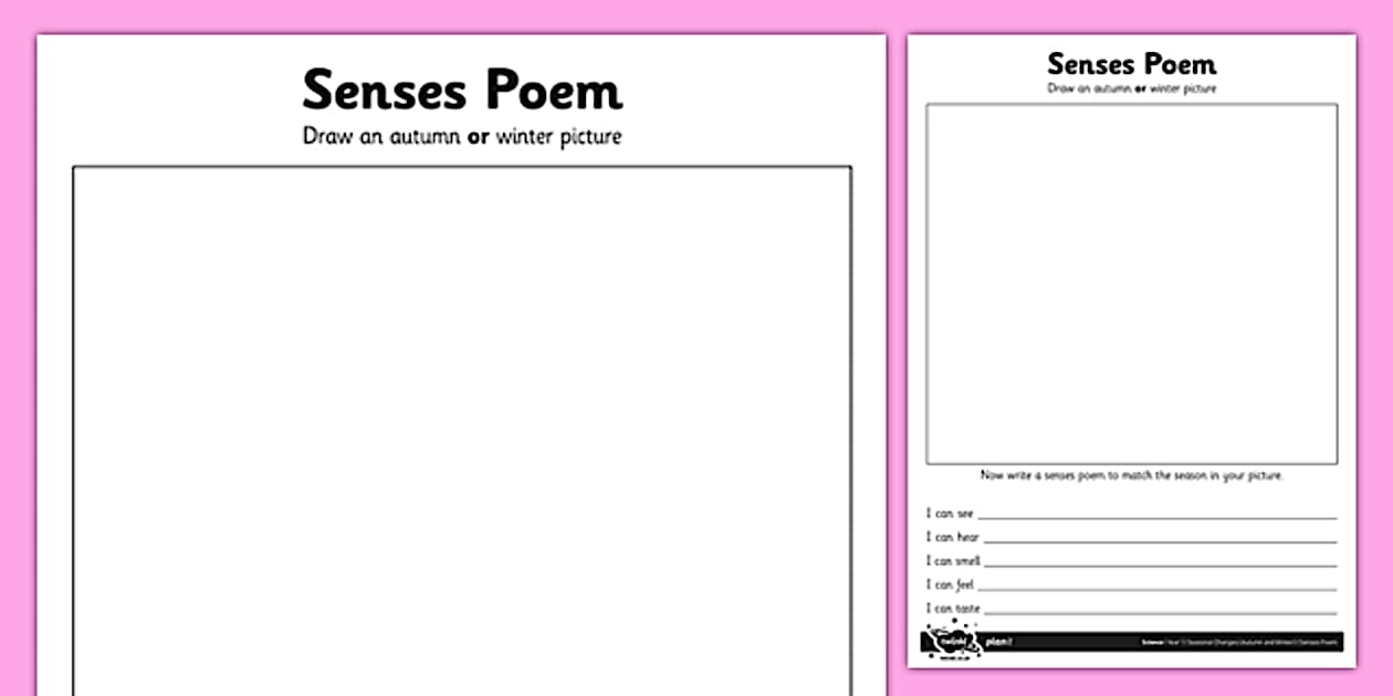 Editable Seasonal Sensory Poem Worksheet (Lehrer gemacht)