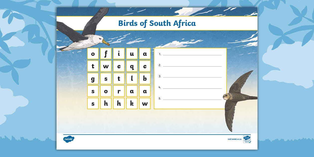 Birds of South Africa Word Grid Game (teacher made) - Twinkl