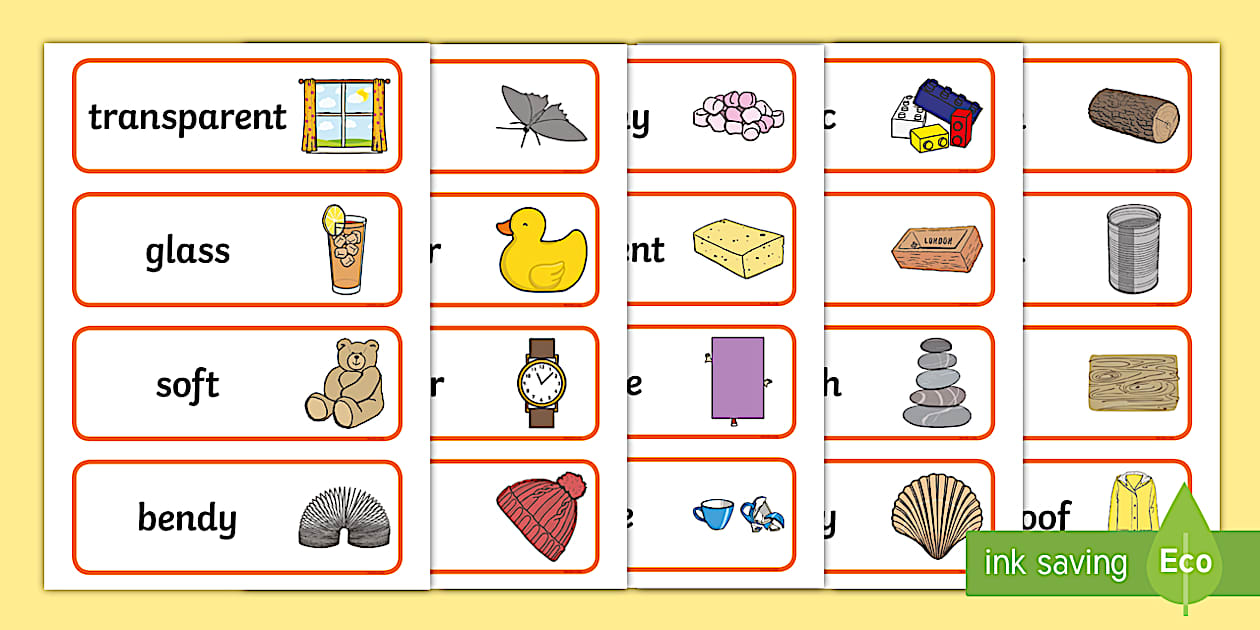 Materials Word Cards (teacher made) - Twinkl