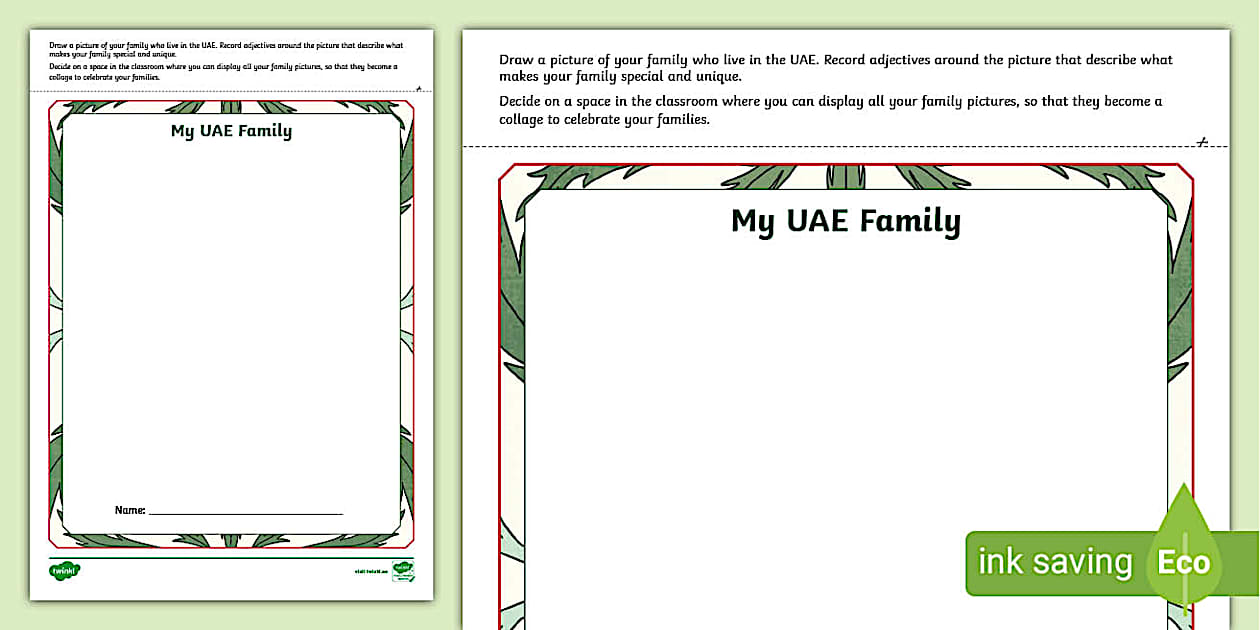 Families in the UAE - Class Collage Activity (teacher made)