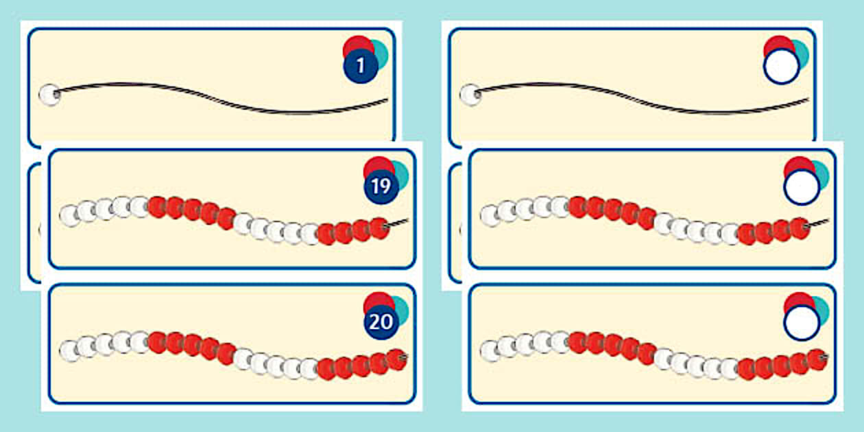 👉 Building Numbers 1 - 20 Bead String Cards - Twinkl