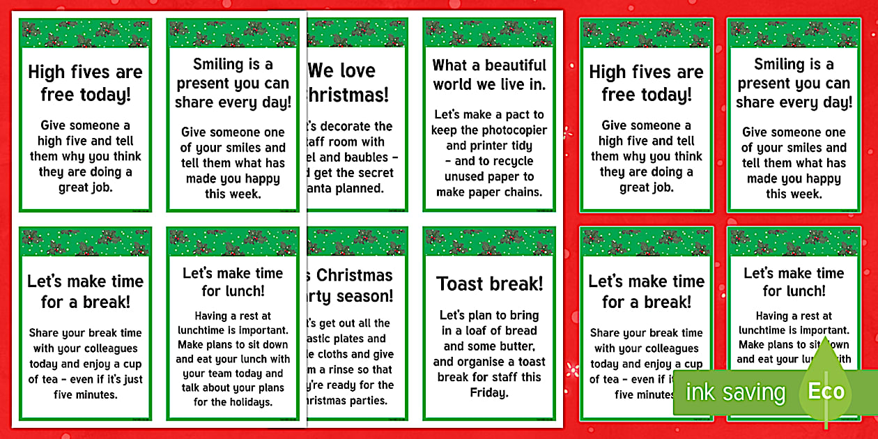 The Kind Christmas Elves Staff Cards (teacher made)