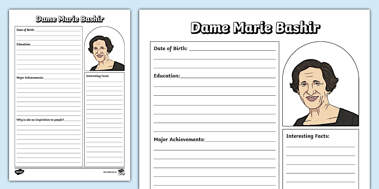 Dame Marie Bashir Biography Worksheet