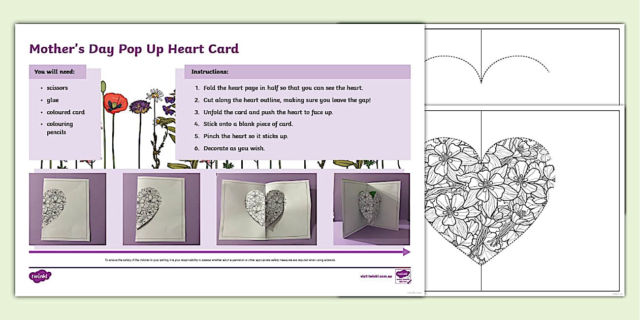 Mother's Day Pop Up Heart Card (teacher made) - Twinkl