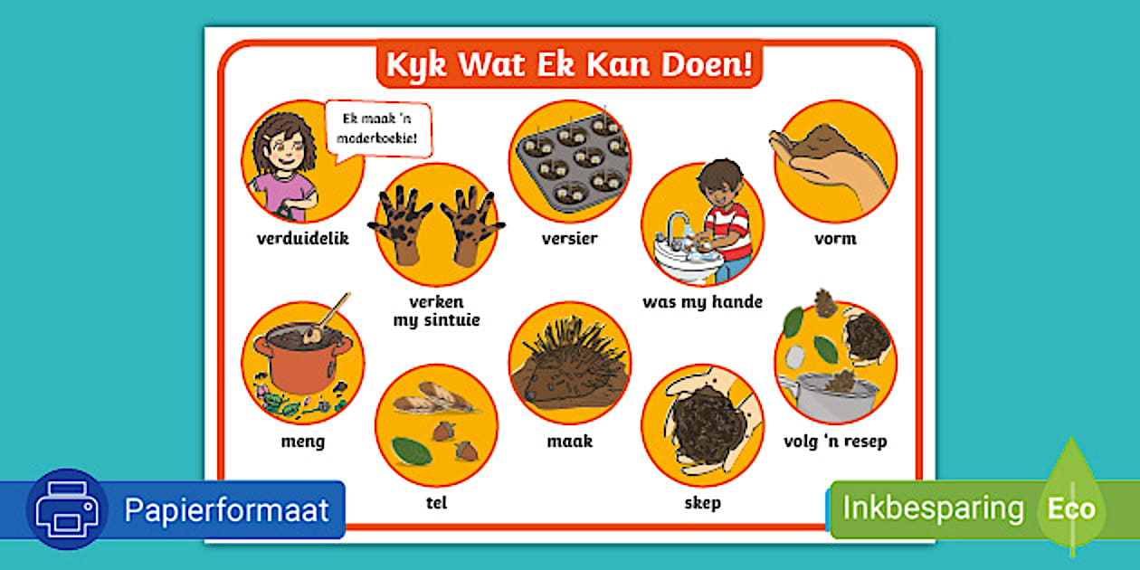 Modderkombuis Vaardighede Plakkaat (teacher made) - Twinkl