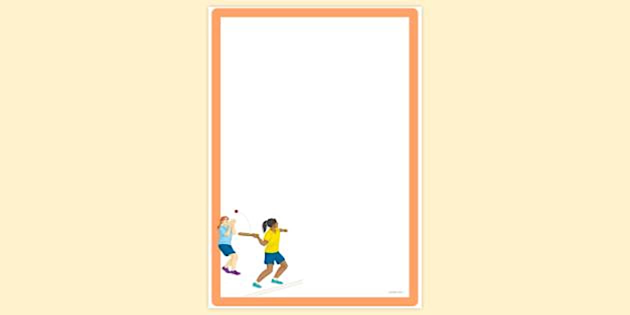 Simple Blank Hitting a Ball Rounders Page Border | Twinkl