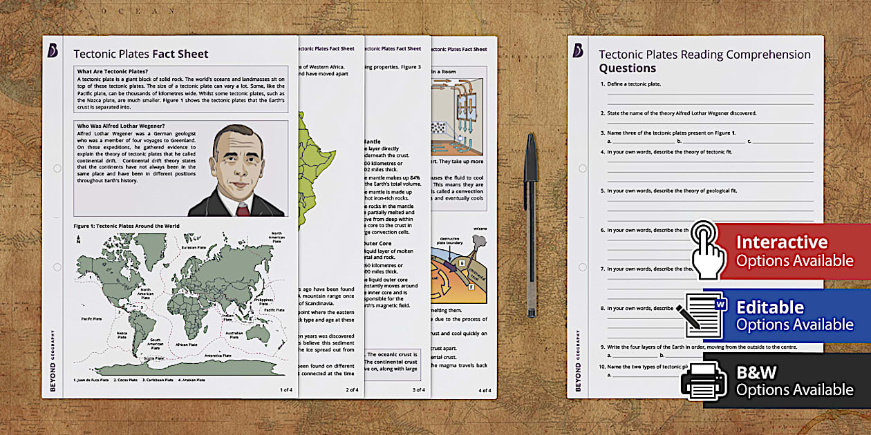 KS3 Tectonic Plates Reading Comprehension (teacher made)