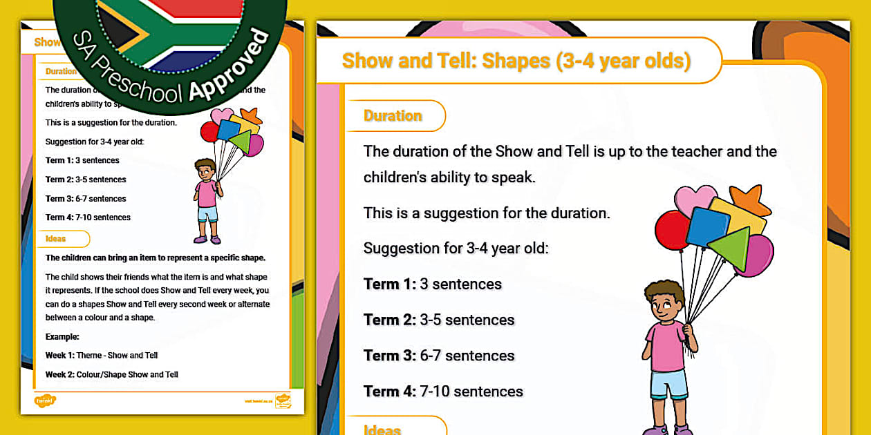 Shapes: Show and Tell Ideas (Ages 3-4) (teacher made)