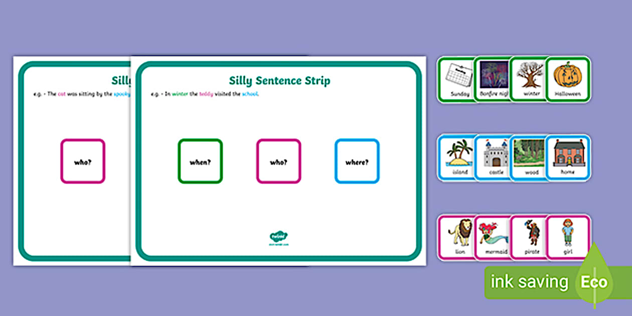 Who Where When Silly Sentences (teacher made) - Twinkl