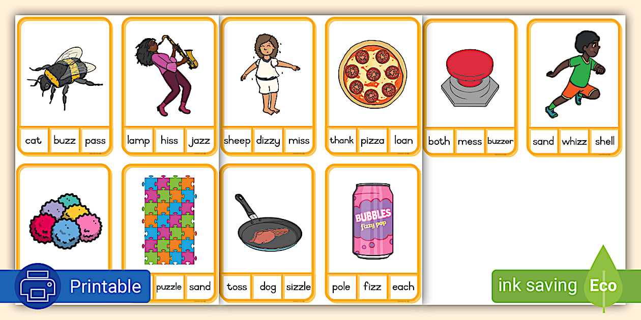 Grade 2 Phonics: -zz Sound Peg Cards - Twinkl